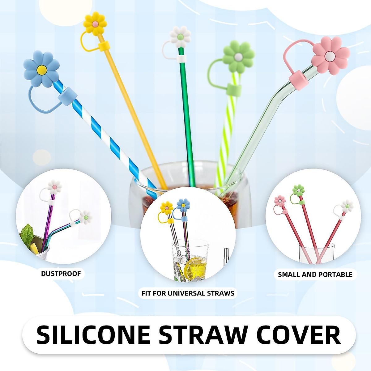 TQRR Straw Cover Cap Compatible with Stanley 40/30 oz The Quencher H2.0 Flowstate Tumbler Handle Topper for Cup Accessories (Straw - 10mm 6 Packs Mixed2)