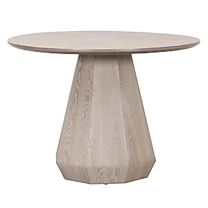 Benjara 42 Inch Round Dining Table, Starburst Top, Octagonal Pedestal Base, Gray