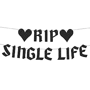 xo, Fetti RIP Single Life Glitter Banner - Black, 5 Ft. | Bachelorette Party Decorations, Fun Bach Backdrop, Bride or Die, Gag Gift