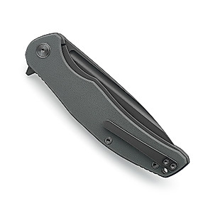 Miguron Knives M Velona Flipper Folding Knife 4.03" Dark Grey PVD 14c28n Blade Grey G10 Handle With Titanium Pocket Clip Camping Hiking Pocket Knife MGR-8003DGII
