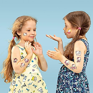 40pcs Temporary Tattoos for Kids, Hello Kitty Birthday Party Supplies,Kitty Party Favors Fake Tattoos Stickers,Birthday Decorations Party Game Activities Reward Gifts