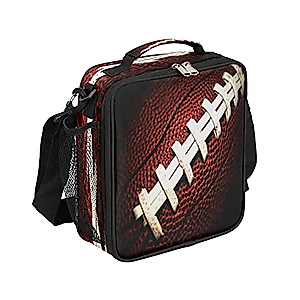 American Football Insulated Lunch Bag for School Office Work,Sport Football Reusable Lunch Tote Bag with Adjustable Shoulder Strap, Leakproof Lunch Box Cooler Bag for Women/Men