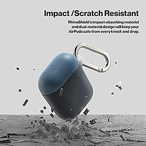 RhinoShield Case with Carabiner Compatible with Apple [AirPods Pro] | Military Grade Drop Protection, Scratch Resistant, Wireless Charging - [Shell Pink, Standard Set]