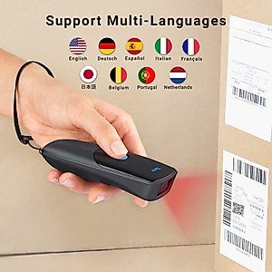 Tera Pro Extreme Performance Wireless 1D 2D QR Barcode Scanner Mini Portable Small 3-in-1 Compatible with Bluetooth & 2.4G Wireless & USB Wired Pocket Handheld Time Stamp Bar Code Reader Model 1300