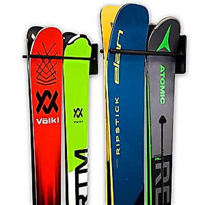 StoreYourBoard Couple Ski Wall Storage Rack, 2 Pack, Steel Home Skis Mount, Garage Hook Organizer