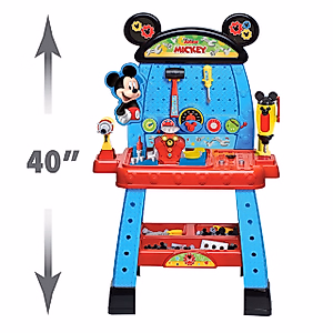 Disney Junior Mickey Mouse Funhouse Workbench, 43-piece Kids Construction Tool Set, Kids Toys for Ages 3 Up, Amazon Exclusive by Just Play