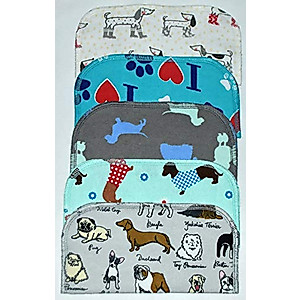 2 Ply Printed Flannel 8x8 Inches Set of 5 Little Wipes I Woof You