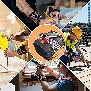 Size-adjustable Magnetic Wrist Band, Wristband for Holding Screws with 15 Strong Magnets, Tool Band Cool Christmas Gifts for Dad, husband Stocking Stuffers for Screwdriver Tool Parts
