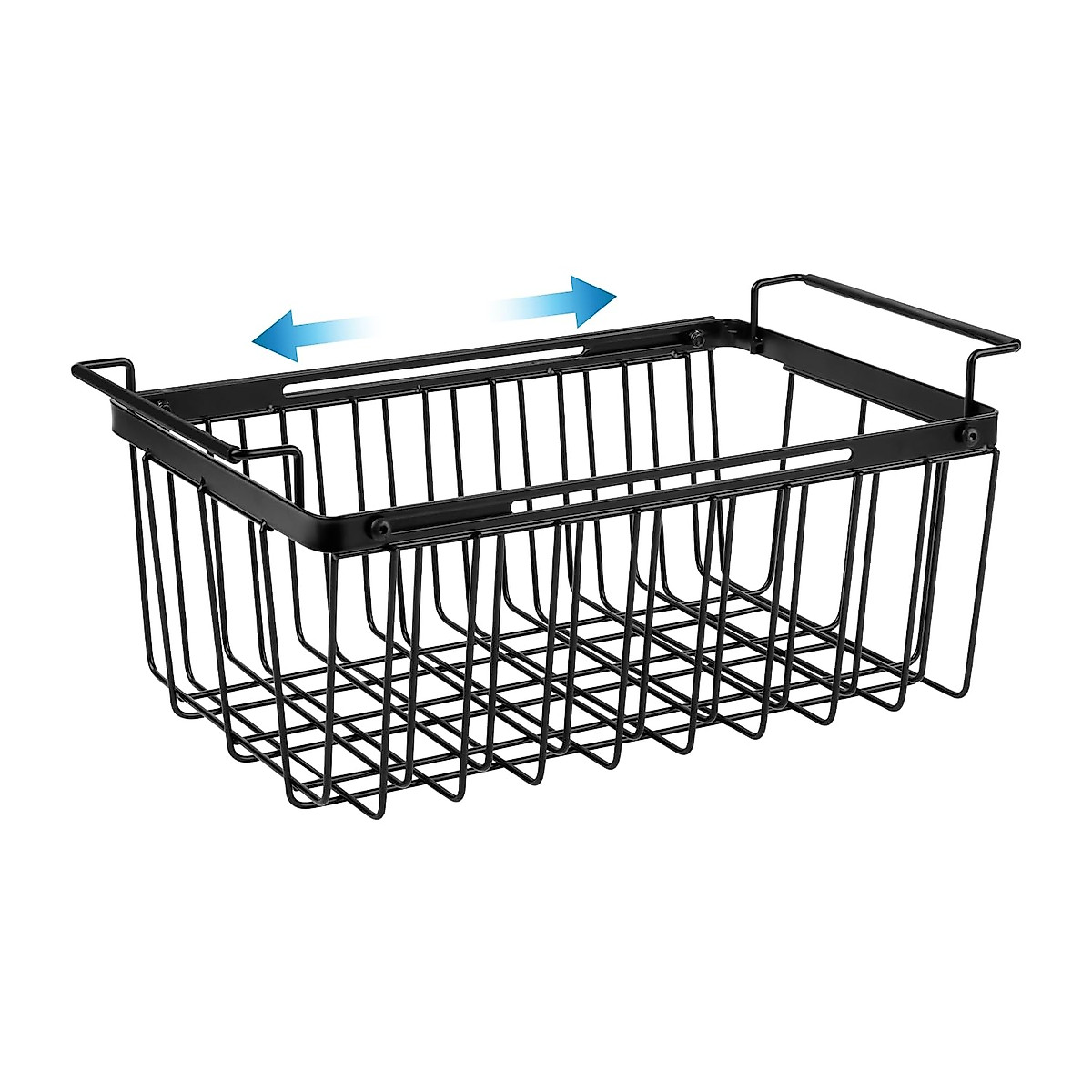 Wetheny Freezer Organizer Bins, Expandable Deep Freezer Baskets for Chest Freezer, Adjustable From 15.6" to 24.3" Wire Basket with Hanging Handles (Pack 1)