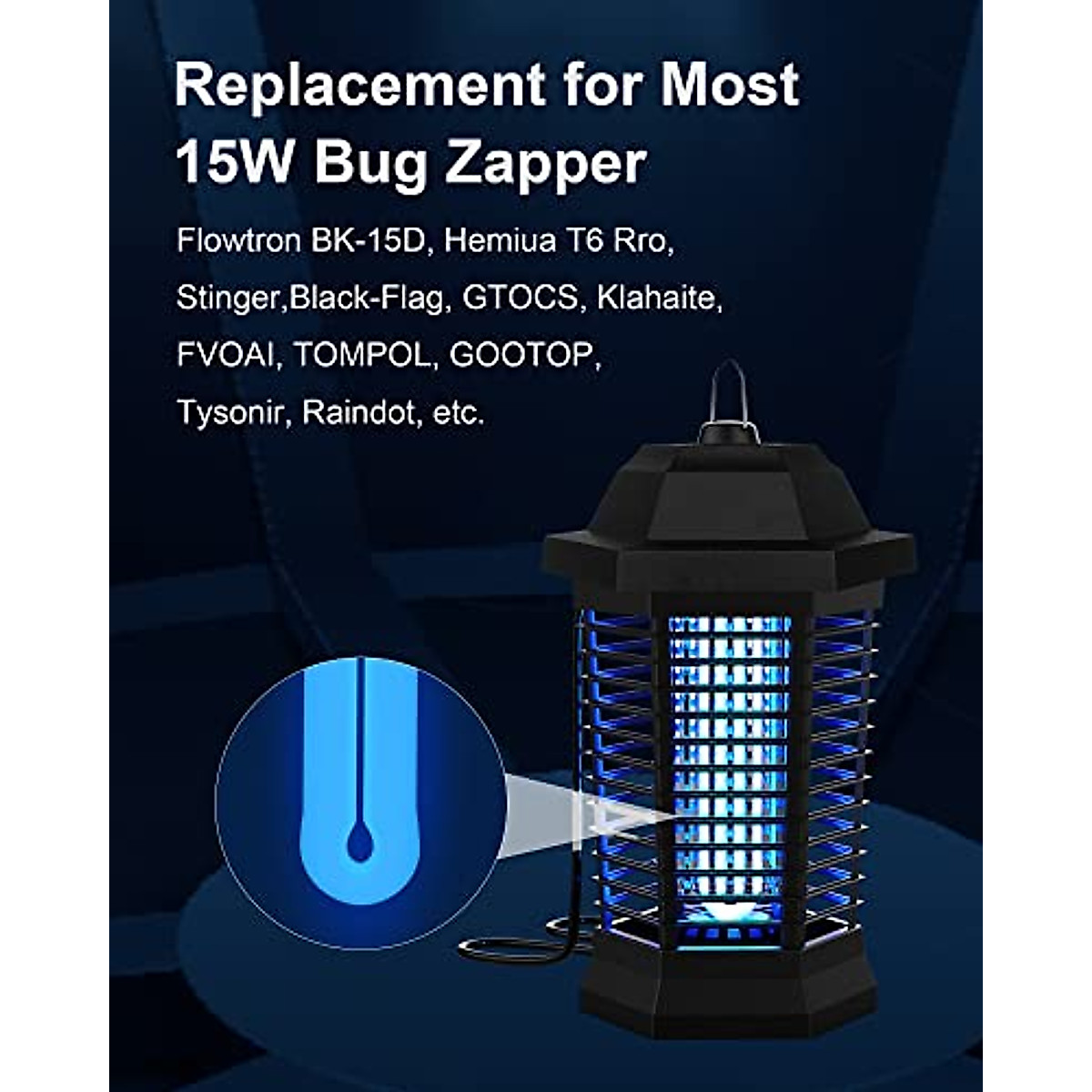 Bug Zapper Replacement Light Bulb for 15W Insect Attracting Lamp with 4-Pin Base, Ful 15W-BL U Shaped Twin Tube Bulb for Outdoor Mosquito Zapper, 4 Pack