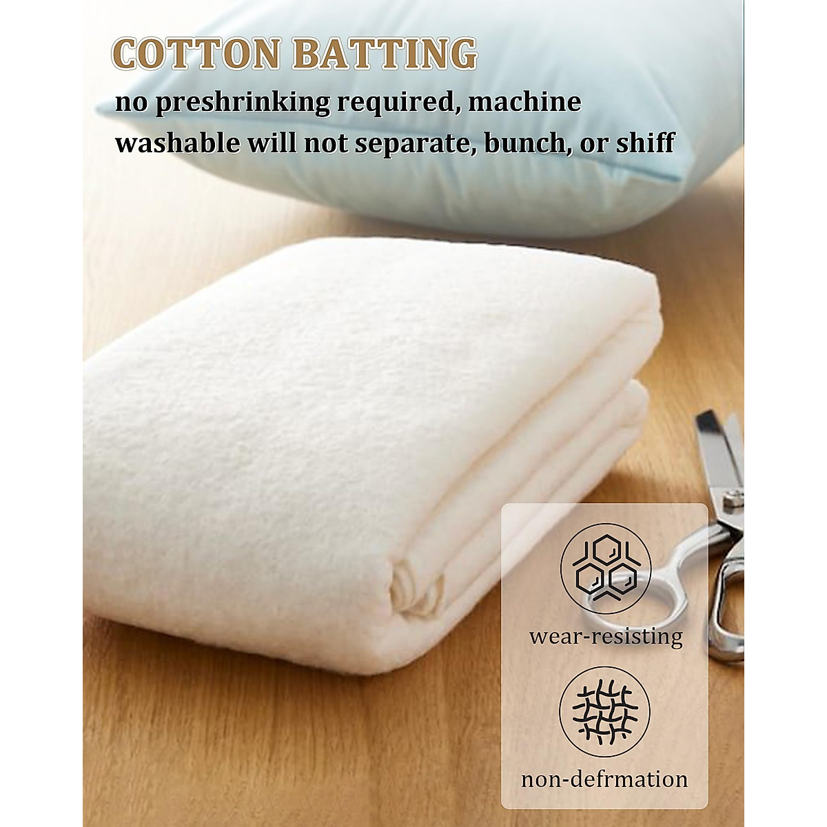 PLANTIONAL Natural Cotton Batting for Quilts: 59-Inch x 79-Inch Light Weight Purely Natural All Season Quilt Batting for Quilts, Craft and Wearable Arts