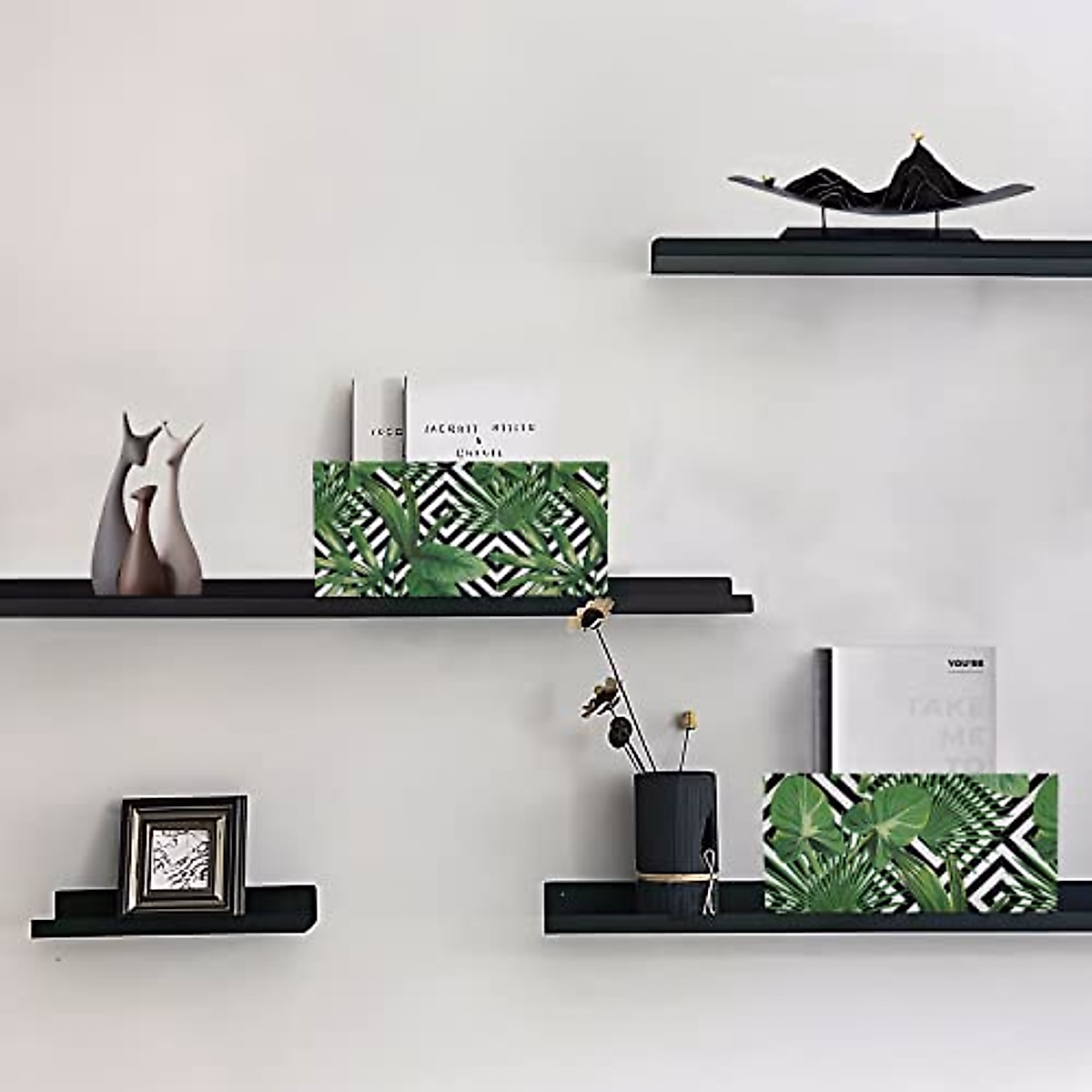 Exotic Jungle Palm Leaves Storage Basket Felt Storage Bin Collapsible Storage Box Shelves Cloth Baskets Organizer for Kids Bedroom Magazine