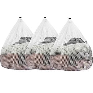 Generic Mesh Laundry Bag With Drawstring, Wash Bag for Delicates, Garment Laundry Mesh Bag for Family, College Dorm, Apartment (3, Small)