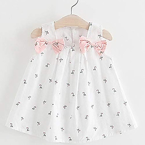 Girls Dresses Age 7 Suspender Party Dress Toddler Girls Solid Print Girls Dress&Skirt Girls Dresses (White, 6-12 Months)