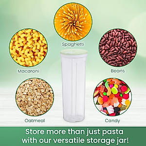 EORTA Plastic Spaghetti Container Noodle Pasta Storage Jar with Locking Lid Clear Dry Food Keeper Canister Cereal Crisper Box, Green