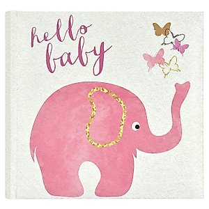 MCS 200-Pocket Baby 4x6 Photo Album with Writing Space, 8.5 x 8.5 Inches, Baby Pink Elephant