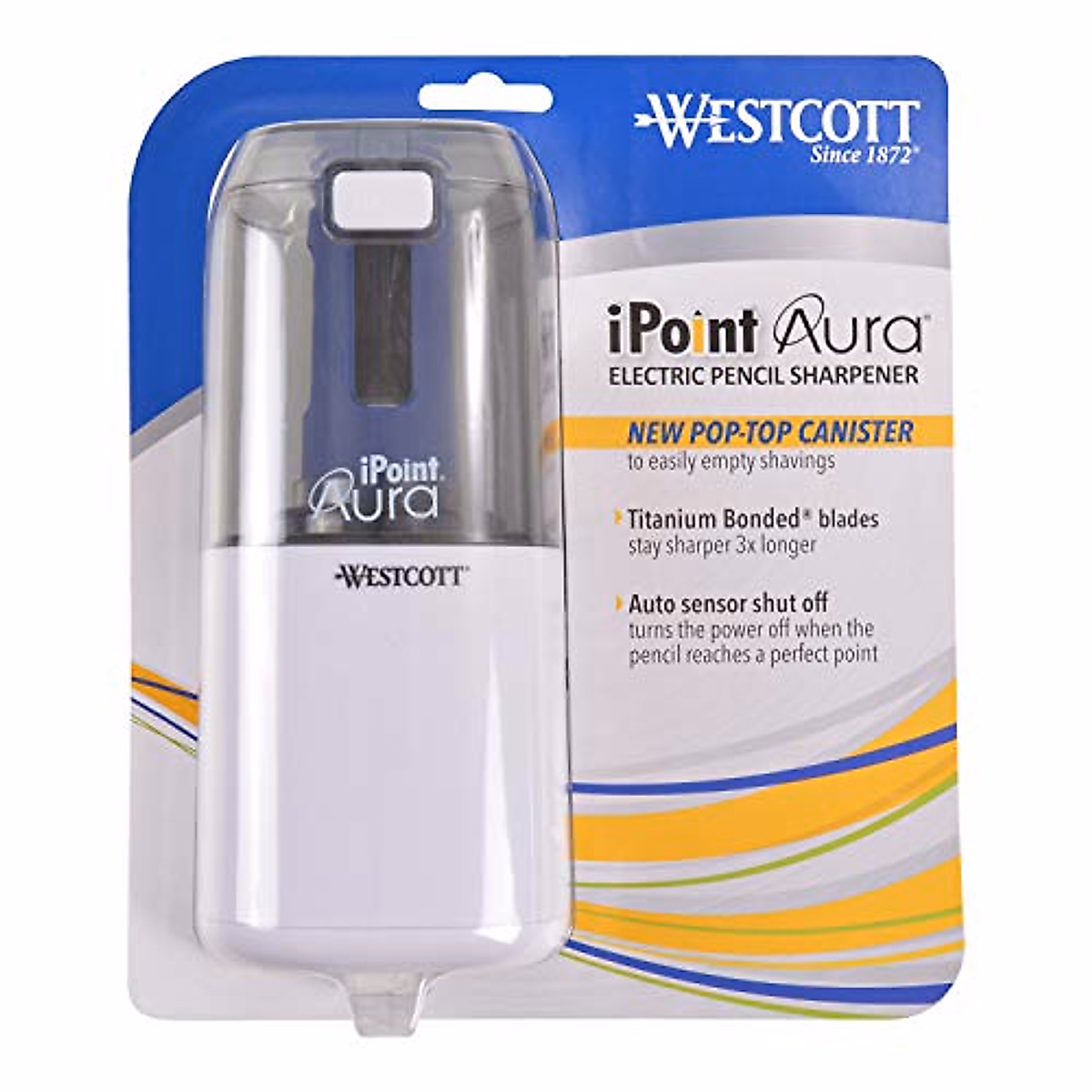 Westcott iPoint® Aura Electric Pencil Sharpener, Assorted Colors (17214)