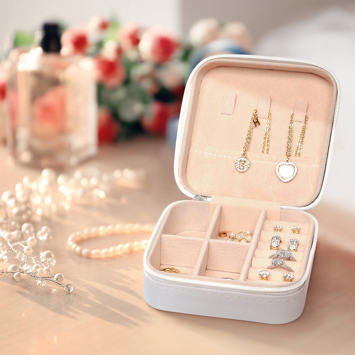 Pandasch Christmas Gifts for Sister - Portable Jewelry Box Gifts for Sister from Sister Brother - Big Little Sister Gifts Ideas Unique - Birthday, Christmas, Valentines or Rakhi Gifts for Sister