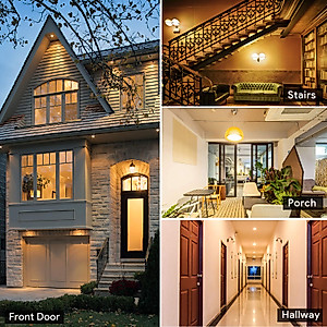 Energetic Motion Sensor Light Bulb, 8.5W (60 Watt Equivalent) E26 Motion Activated Dusk to Dawn Security Light Bulb for Front Door Porch Garage Basement Hallway Closet, 3000K Warm White, 2 Pack