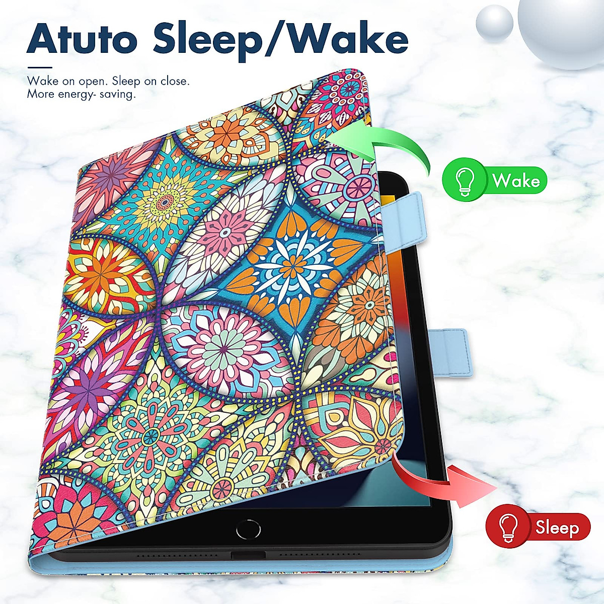 Dteck Case for iPad Mini 5/4/3/2/1 7.9" - Smart Folio Leather Case with [Auto Sleep Wake/Adjustable Viewing Stand Angle] Shockproof Protective Cover for iPad Mini 5th/4th Generation (Stained Glass)