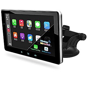 URVOLAX Wireless Portable Car Stereo Carplay Audio Receiver Compatible with Apple Android Auto System,7" HD Touch Screen Car Play with Bluetooth WiFi GPS Navigation FM Radio MirrorLink Voice Control