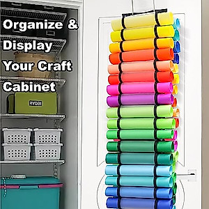 Vinyl Roll Holder, 60 Compartments Vinyl Roll Storage for Permanent Vinyl Organizer, Craft Storage Organizer,Vinyl Storage Rack for Home Crafts, Door/Wall Mount