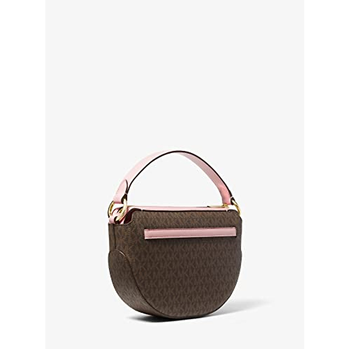 Michael Kors Emilia Half Moon Medium Logo Shoulder Bag Crossbody Brown Powder Blush