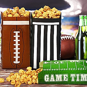 120 PCS Football Popcorn Bags Football Candy Treat Bags Football Party Popcorn Boxes Football Popcorn Holder Football Paper Favor Bags for Football Theme Birthday Party Baby Shower Supplies