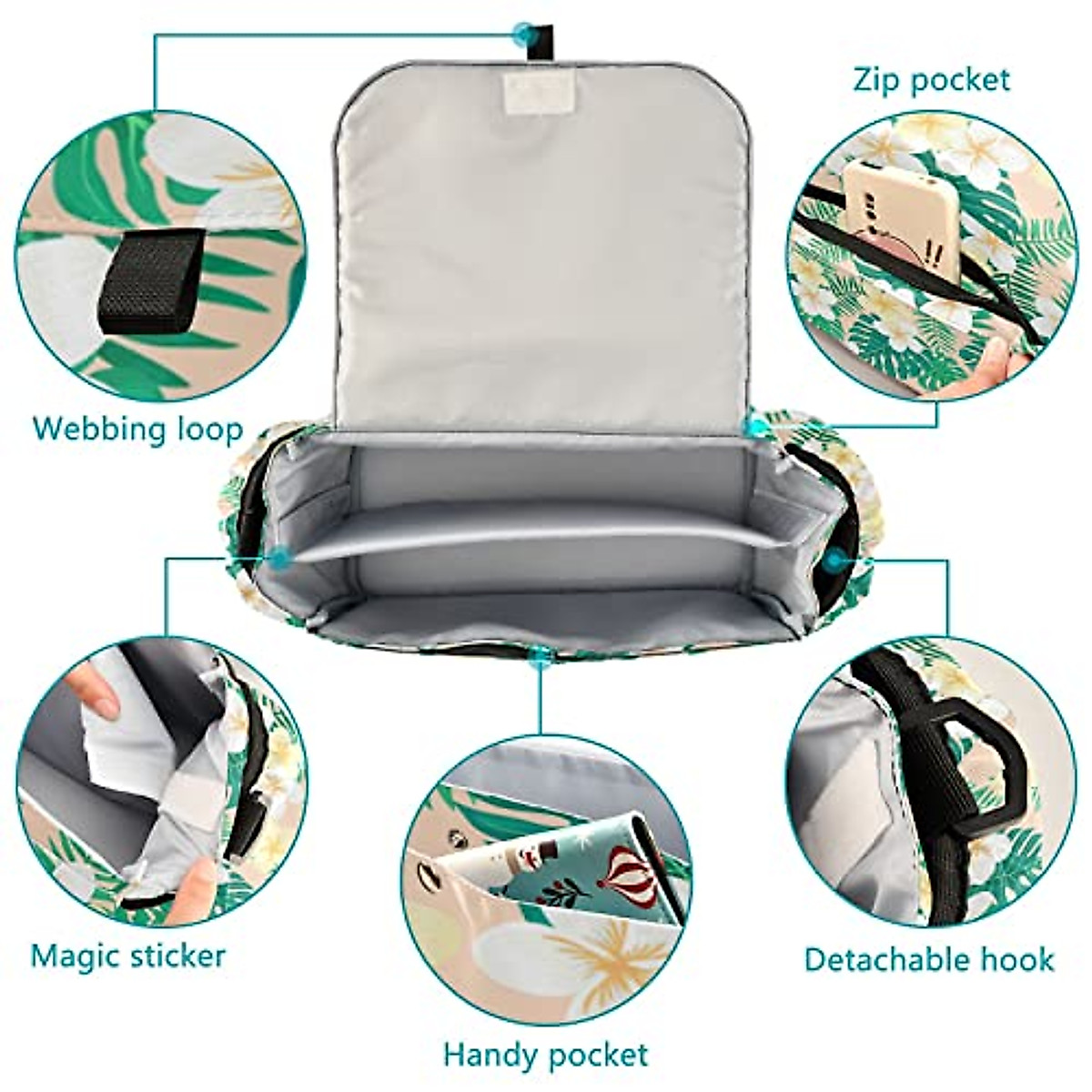 Sinestour Tropicales Stroller Organizer with Cup Holder Universal Stroller Organizer Bag Detachable Shoulder Strap Stroller Accessories for Diaper Toys Snacks Keys Fit All Baby Stroller