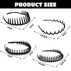 8 PCS Non Slip Fashion Plastic Headbands with Teeth Skinny Hair Band Combs Hair Hoop Hair Accessory for Women Men Hair Decorations (Black, Brown)