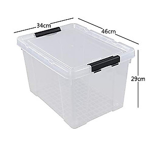 Sandmovie 40 Quart Clear Large Plastic Storage Bin, Latching Storage Box with Lids and Wheels, Pack of 4