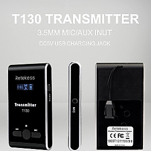 Case of 1 Transmitter 10 Receivers, Retekess T130 Tour Guide System, Assisted Listening Devices,with Retekess TT123 Wireless Microphone, Translation Devices for Church