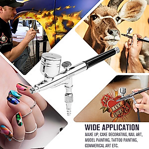 XDOVET Airbrush Kit Dual-Action Gravity Feed Air Brush Gun with 0.3mm and 1/4 oz. for Hobby, Models, Art, Tattoo, Nail Art, Cake