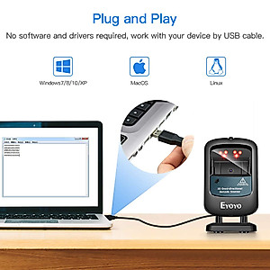 Eyoyo 2D Hands-Free Barcode Scanner, Omnidirectional USB Wired Desktop Barcode Reader 1D 2D PDF417 Data Matrix Bar Code Reader with Automatically Scanning for Retail Store Supermarket Mall Business