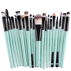 KOLIGHT® 20 Pcs Pro Makeup Set Powder Foundation Eyeshadow Eyeliner Lip Cosmetic Brushes (Black+Green)