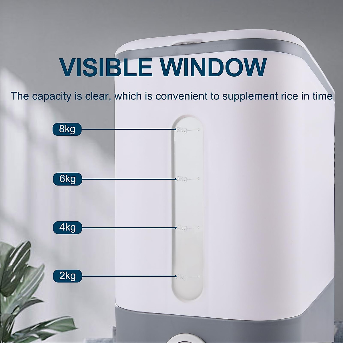 Rubtlamp 25 Lbs Gray Rice Dispenser, Rice Container with Lid, Rice Storage Container with Measuring Cup, Food Dispenser Rice Container, Storage Container for Cereal, Household Rice Bucket