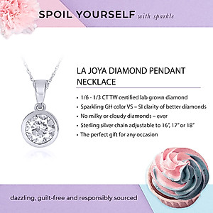 La Joya Sterling Silver Diamond Necklace For Women | Lab Grown 1/6 CT. TW. Bezel Set Single Diamond Necklace | Ideal Gold Plated Solitaire Diamond Necklace for Girls and Teens