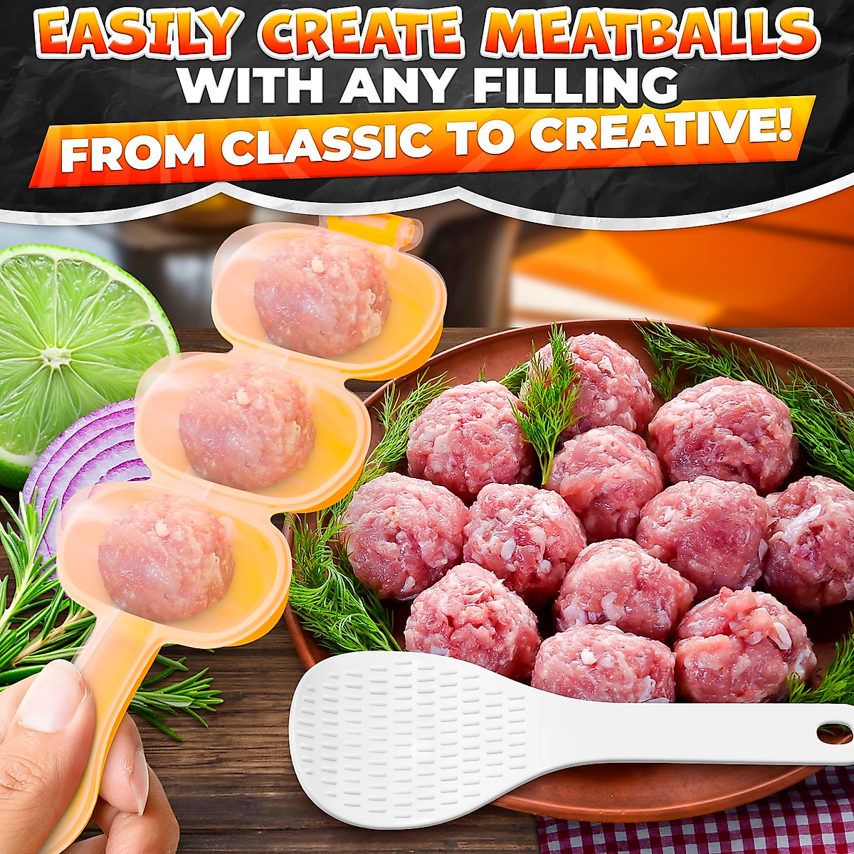 Rice Ball Mold with Spatula - DIY Sticky Rice Molds Large Ball Mold Kitchen Tool Rice Ball Maker Shake with Mini Rice Scoop - Rice Roll Shaker Ball Maker Rice Ball Maker Shake for Kids