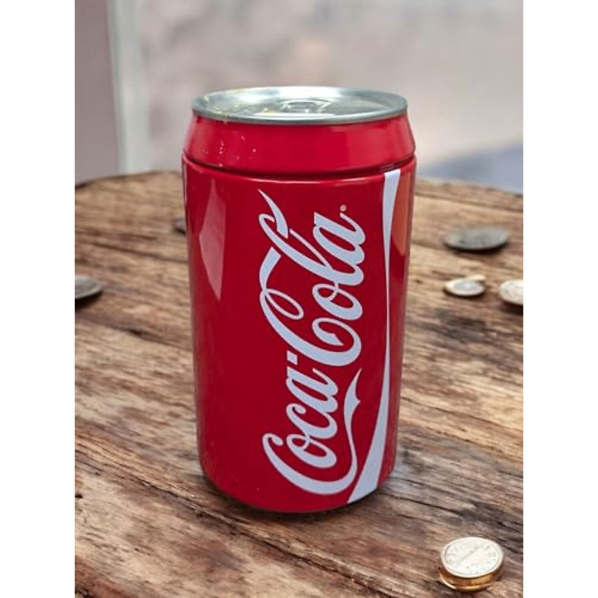 The Tin Box Company Coca Cola Can Bank with Removable Lid, Red, Model:660227-12 Pack of 1