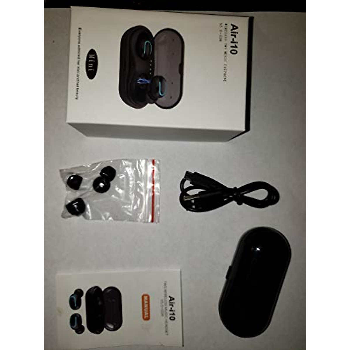 STech Air-i10 True Wireless Earbuds Bluetooth v5 Headphones, Waterproof, Incredible Stereo Hi-Fi Sound, 200H Standby, Auto Pairing, Auto Charging, Charging case (Black)