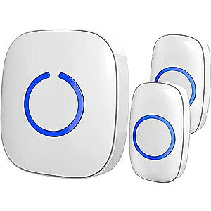 SadoTech Wireless Doorbells for Home, Apartments, Businesses, Classrooms, etc. - 2 Door Bell Ringer & 1 Plug-In Chime Receiver, Battery Operated, Easy-to-Use, Wireless Doorbell w/LED Flash, White