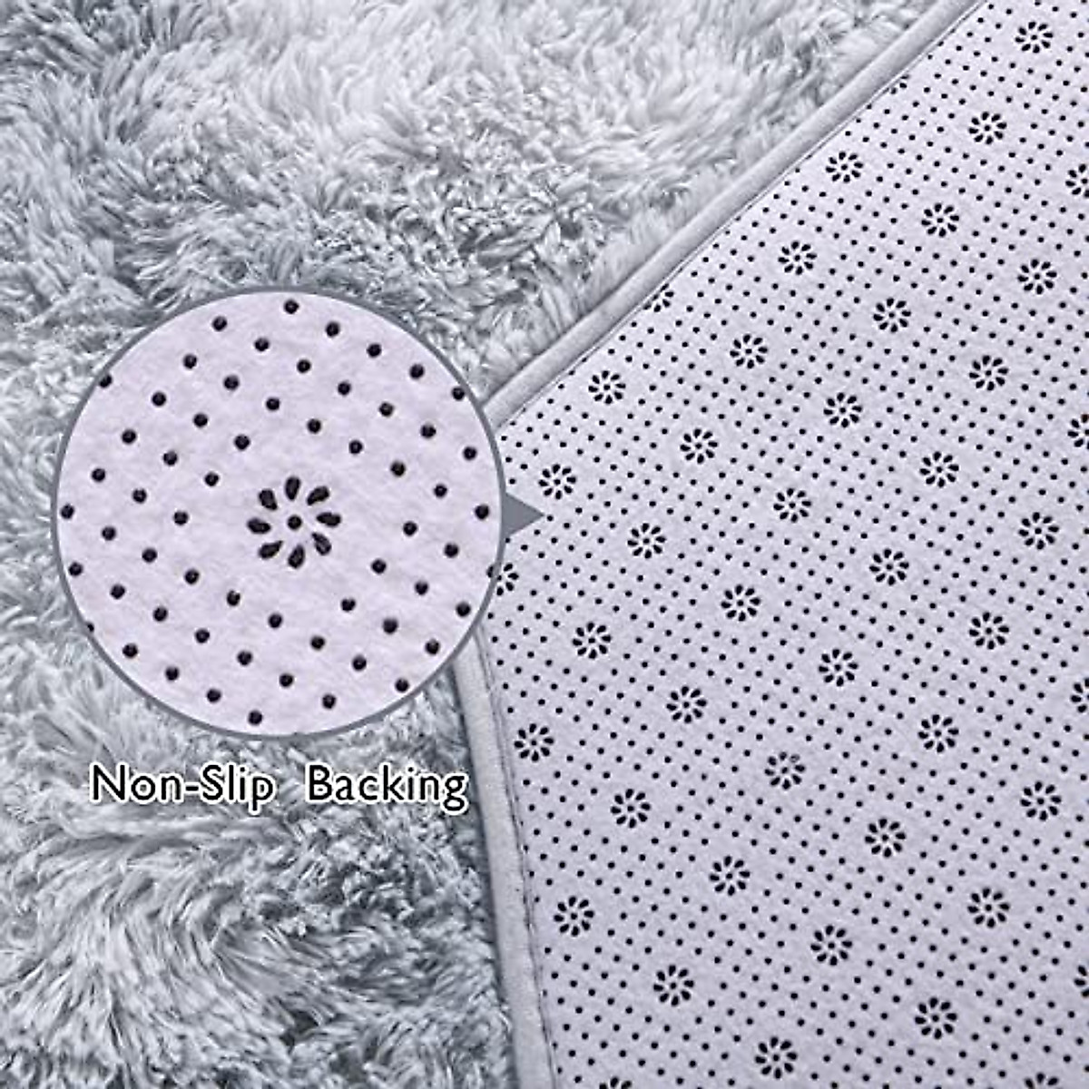 ST. BRIDGE Soft Fluffy Hexagon Rugs for Princess Tent Kids Play Castle, Cute Tie-Dye Grey Washable Rug for Baby Nursery Kids Room Decor, Non-Slip Shag Carpet for Girls Bedroom Playroom,Diameter 4.6 ft