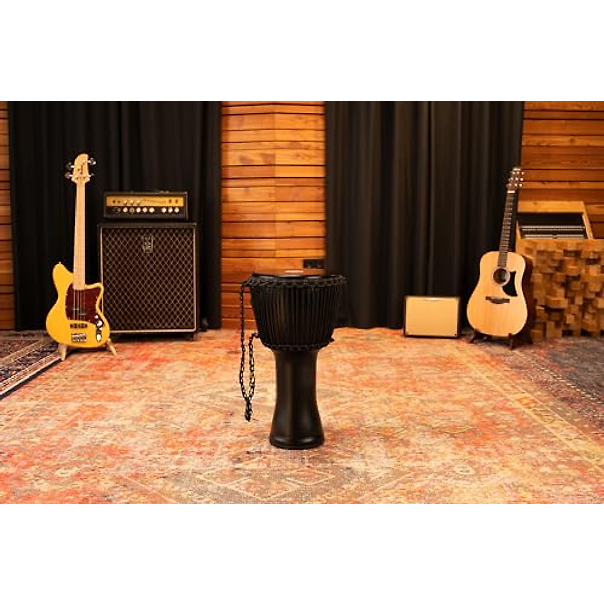 Meinl Percussion Series Travel Djembe Hand Drum Circle Instrument, Synthetic Shell and Goat Skin Head — NOT Made in China — African Mali Weave Rope Tuning, 2-Year Warranty (PADJ4-L-G)