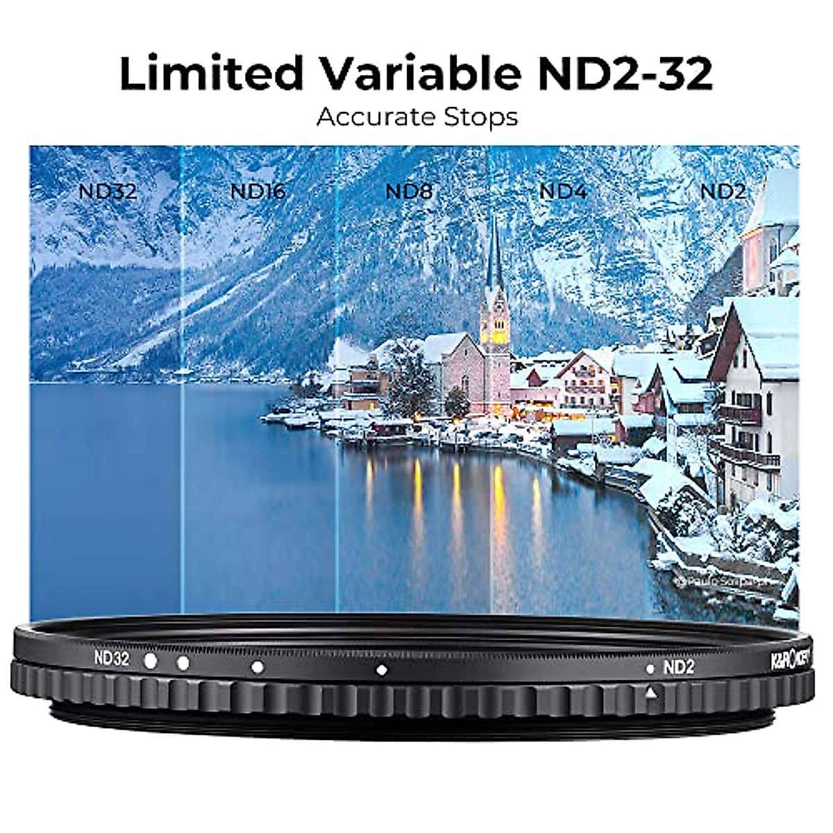 K&F Concept 77mm Variable ND Filter ND2-ND32 Camera Lens Filter (1-5 Stops) No X Cross HD Neutral Density Filter with 28 Multi-Layer Coatings Waterproof (Nano-X Series)