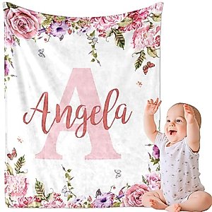 Corissy Ships Next Day, Personalized Baby Blankets, Custom Baby Blanket with Name for Girls,Gift for Chrismas Birthday Memorial Day, Customized Flannel Blanket for Kids Adults 30"X40"