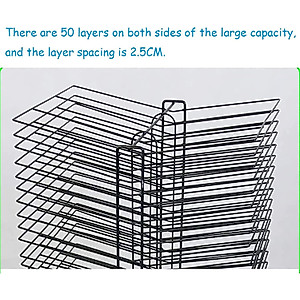 Drying & Print Racks, Back-to-Back 24-Shelf Drying Rack with 48 Wire Shelves for Mobile Classrooms Art Studios and Home Use