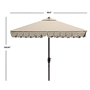 Safavieh PAT8406C Outdoor Elegant Valance Beige and White 7'6" Square UV Protected Umbrella