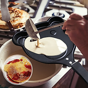 BLMIEDE Cartoon Mini Egg Pancake Frying Pan Pancake Non Stick Cookware Saucepan Breakfast Maker Egg Frying Pan Omelette Pan Silicone Forks for Cooking Eggs (B, One Size)