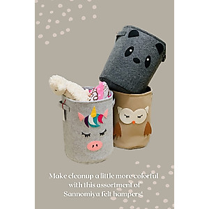 Kids Baby Collapsible Laundry & Toy Basket – Felt Baby Hamper with Strong Handles & Cute Design – Boys & Girls Storage Organization Nursery by Sannomiya - Unicorn