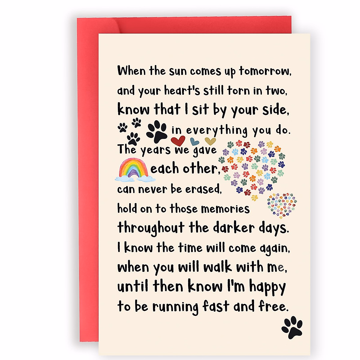 Abeletree Pet Loss Sympathy Card for Dog Cat, Dog Sympathy Card, Pet Memorial Gifts, Sympathy Gifts Loss of Dog Cat Pet, Small Dog Condolence Card for Dog Lover